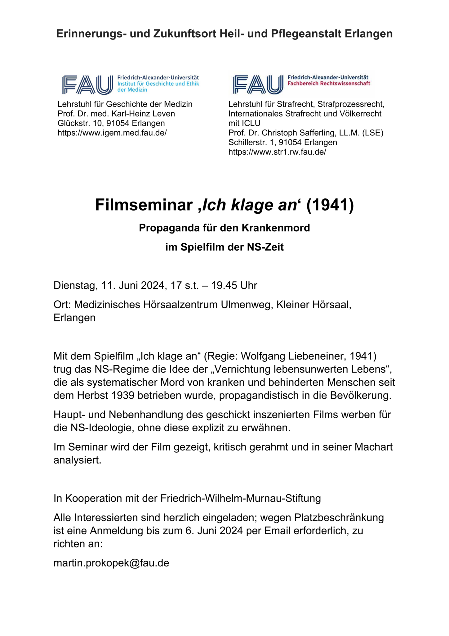 Veranstaltungshinweis: Filmseminar ‚Ich klage an‘ (1941) - Propaganda ...